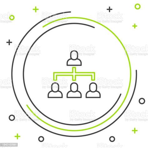 흰색 배경에 격리 된 라인 비즈니스 계층 구조 기관차트 인포그래픽 아이콘 기업 조직 구조 그래픽 요소 다채로운 개요 개념 벡터