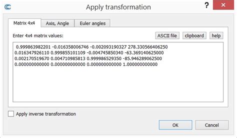 Apply Transformation Cloudcompare Wiki