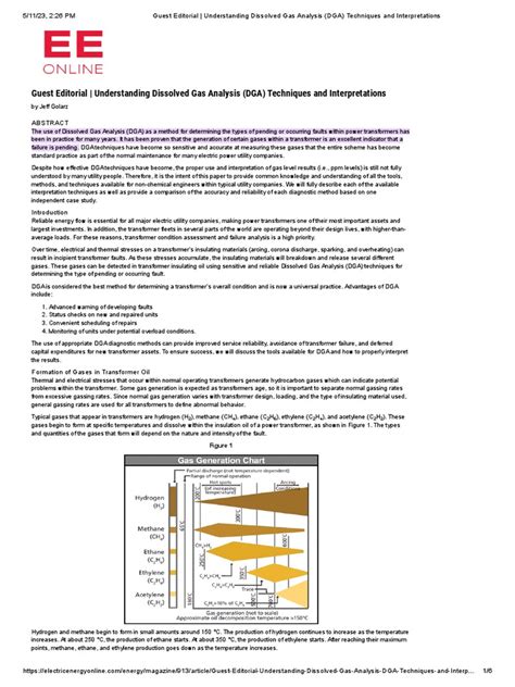 Understanding Dissolved Gas Analysis Dga Techniques And