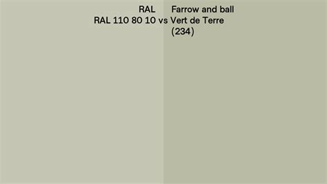 Ral Ral 110 80 10 Vs Farrow And Ball Vert De Terre 234 Side By Side