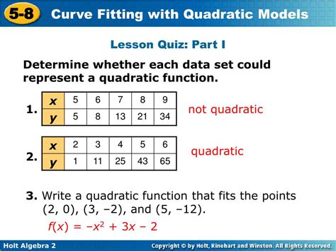 Ppt Use Quadratic Functions To Model Data Use Quadratic Models To