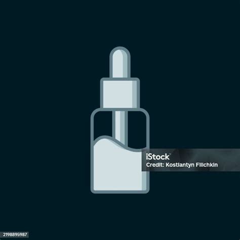 Line Vape 액체 병 전자 담배 아이콘 절연 검은 배경 그림자가 있는 평면으로 채워진 윤곽선 스타일입니다 벡터 가득 찬에 대한 스톡 벡터 아트 및 기타 이미지 Istock