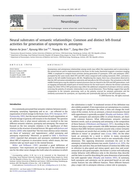 Pdf Neural Substrates Of Semantic Relationships Common And Distinct Left Frontal Activities