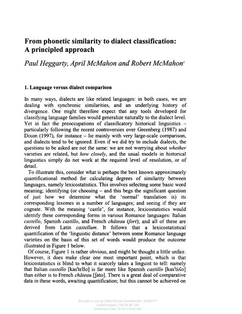 Pdf From Phonetic Similarity To Dialect Classification A Principled Approach