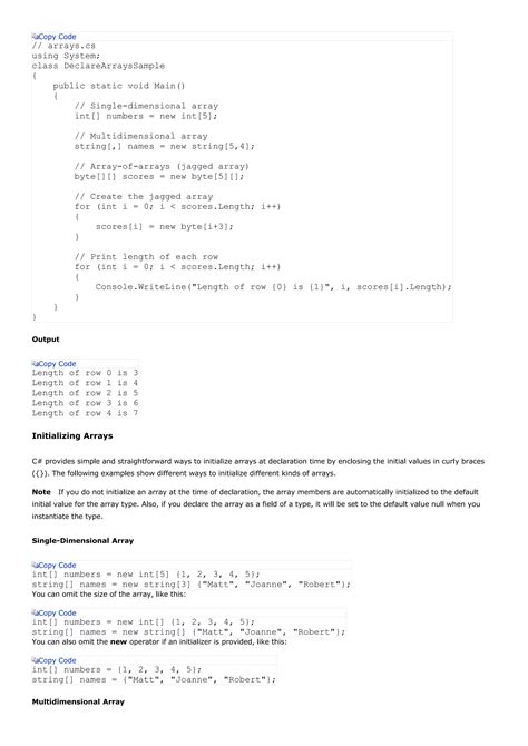 Arrays In General Pdf