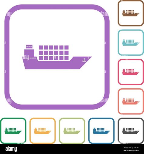 Freighter Simple Icons In Color Rounded Square Frames On White