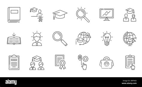 Set Of Linear Knowledge Vector Icons Icon Sheet Stock Vector Image