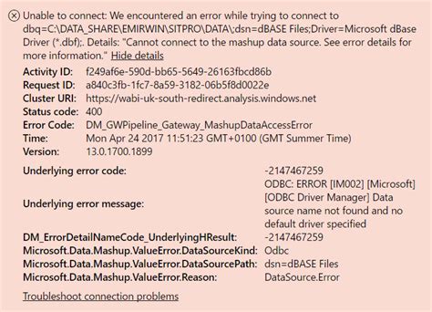 Solved Odbc Connection Error Driver Error Microsoft Fabric Community
