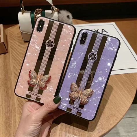 럭셔리 패션 아름다운 다이아몬드 나비 동백 꽃 블링 유리 케이스 커버 아이폰 11 프로 Xs 최대 Xr X 8 7 6 6 플러스phone Case And Covers