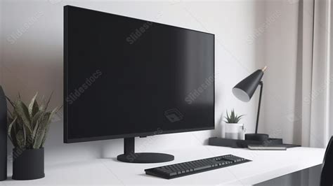 An Office With A Monitor Powerpoint Background For Free Download Slidesdocs