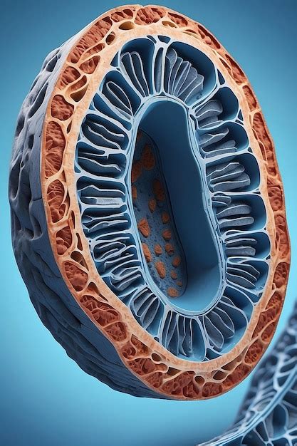 Premium Photo Close Up Cross Section View Of A Mitochondria On A Blue