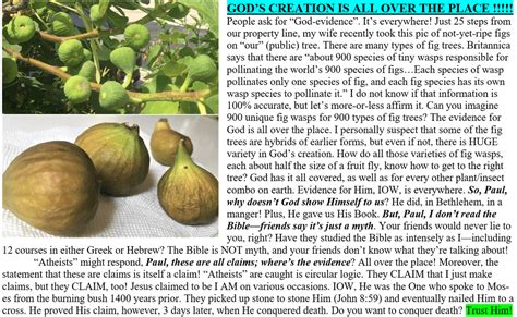 Figs Evidence And Atheism The Creation Club A Place For Biblical