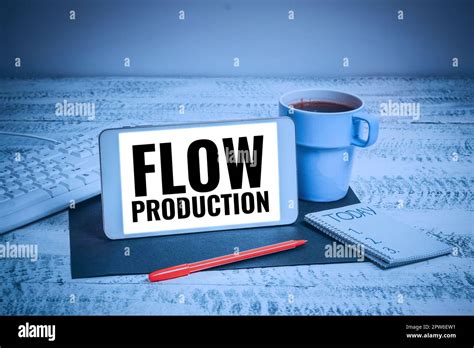 Hand Writing Sign Flow Production Business Showcase Items Are Produced