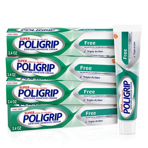Super Poligrip Zinc Free Denture And Partials Adhesive Cream 24 Ounce