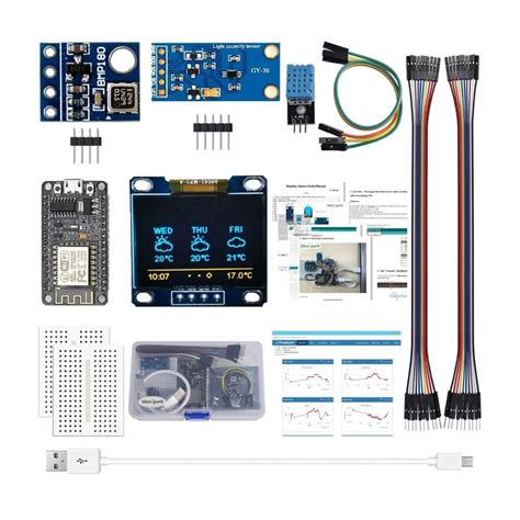 Esp8266 Weather Station Kit Oled Display Weather Station Atmosphetic Pressure Light Sensor