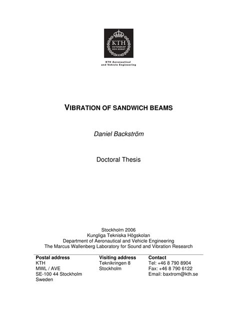 Pdf Vibration Of Sandwich Beams