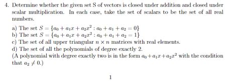 solved 4 determine whether the given set s of vectors is