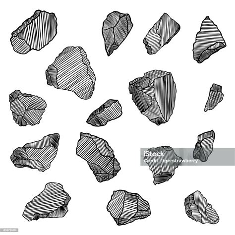 크리스탈 보석 바위 그리고 돌 세트 지구 마법의 신성한 요소입니다 스케치 미네랄과 손으로 그린 크리스탈 돌과 바위의 컬렉션 집합입니다 벡터입니다 가장자리에 대한 스톡 벡터