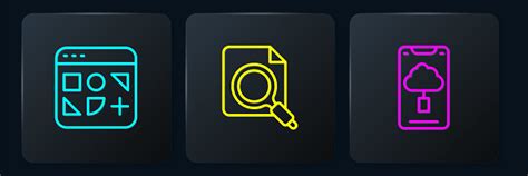 세트 다른 파일 클라우드 기술 데이터 전송 및 폴더와 검색 개념을 설정합니다 검은 색 사각형 버튼 벡터 0명에 대한 스톡 벡터 아트 및 기타 이미지 Istock