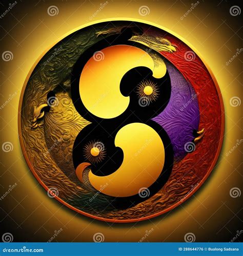Yin Yang Symbol Two Dragons Fight Generative Ai Stock Illustration