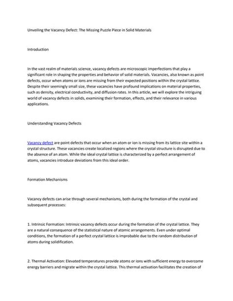 Vacancy Defect Pdf