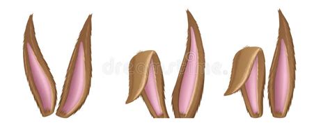 Brown Rabbit Ear Collection For Easter And Costume Stock Vector