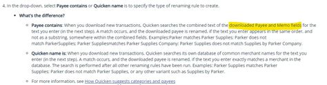 Renaming Rules Based On Memo Field Possible Or Why Not Quicken
