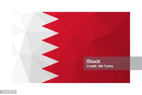 벡터 격리 된 그림입니다 붉은 색과 휘스 색으로 국립 바레인 플래그 바레인의 공식 상징 삼각형 모양의 낮은 폴리 스타일의 창조적