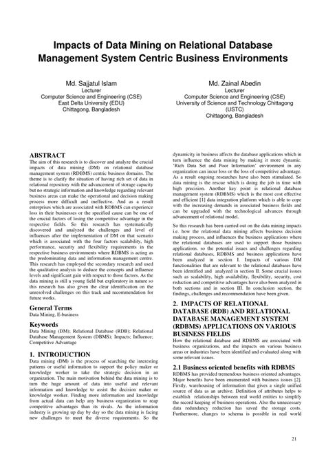 Pdf Impacts Of Data Mining On Relational Database Management System