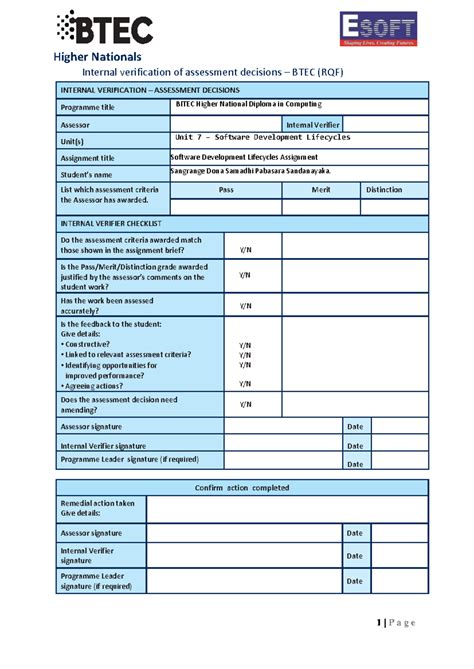 Unit 7 Software Development Lifecycles List Which Assessment Criteria The Assessor Has Awarded