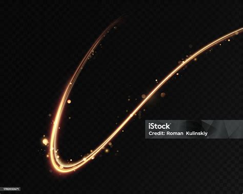 황금빛으로 빛나는 소용돌이 빛의 속도로 움직이는 효과 쉬운 트레일 반짝이는 물결 모양의 경로입니다 Vectorneon 불빛 곡선에 대한 스톡 벡터 아트 및 기타 이미지