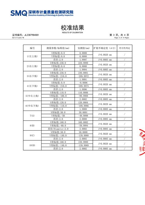 玻璃标定板精度检测校准报告 深圳计量院cnas证书 计量报告 标定板 校正片 线纹尺 三棱镜 光学玻璃厂家 东莞桂庆光电