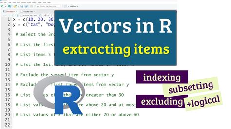 Select Items From Vectors In R Indexing And Subsetting In R Studio A