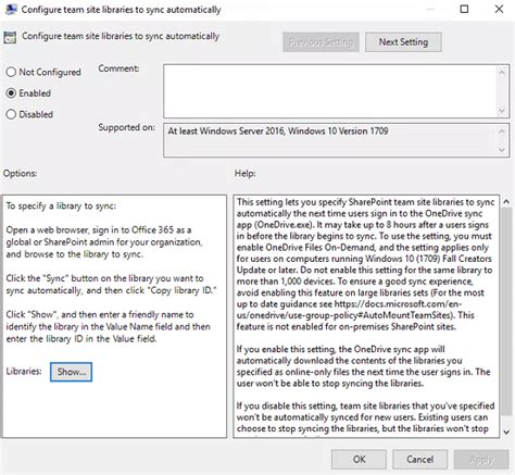 Configuring Sharepoint Team Site Libraries To Sync Automatically With