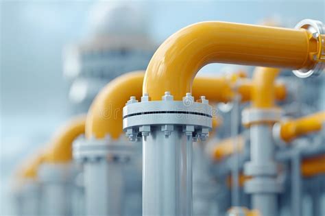 Interconnected Gas Pipeline Network At An Industrial Plant Stock