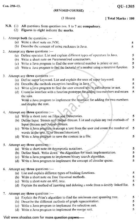 Java And Data Structures 2013 2014 Bsc It Information Technology