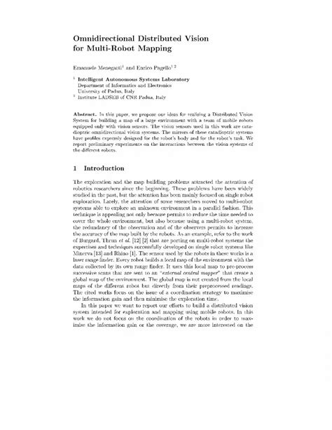 Pdf Omnidirectional Distributed Vision For Multi Robot Mapping Dokumentips