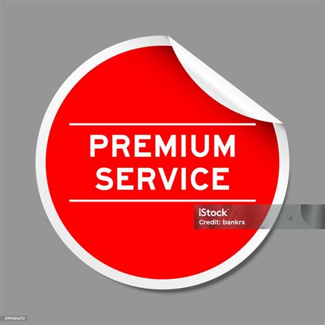 회색 배경에 단어 프리미엄 서비스와 함께 빨간색 껍질 스티커 라벨 경외감에 대한 스톡 벡터 아트 및 기타 이미지 경외감 계급 고객 Istock