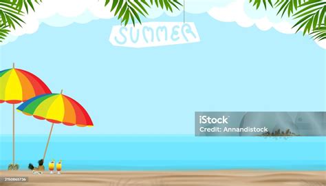 여름 배경 바다 파도 모자 선글라스 플립 플롭 파인애플 비치 파라솔 휴일 배너와 열대 모래 해변 배경 여행 휴가의 배경 텍스트의 복사 공간 0명에 대한 스톡 벡터 아트 및