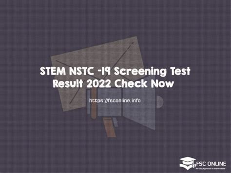 Stem Nstc 19 Screening Test Result 2022 Check Now