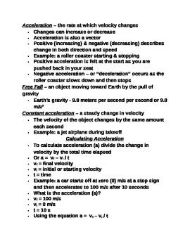 Lesson III Babe PowerPoint Note Guide Acceleration By AstronomyDad