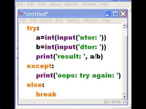 Python While Try Except Error Recovery Youtube