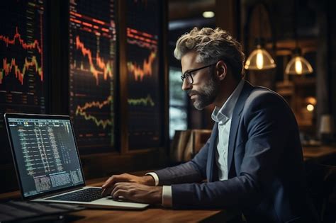 Premium Ai Image Analyzing Stock Market On Laptop Generative Ai