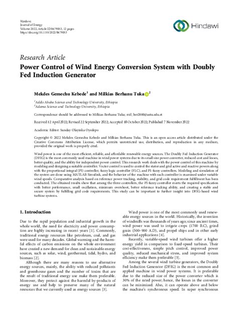 Pdf Power Control Of Wind Energy Conversion System With Doubly Fed