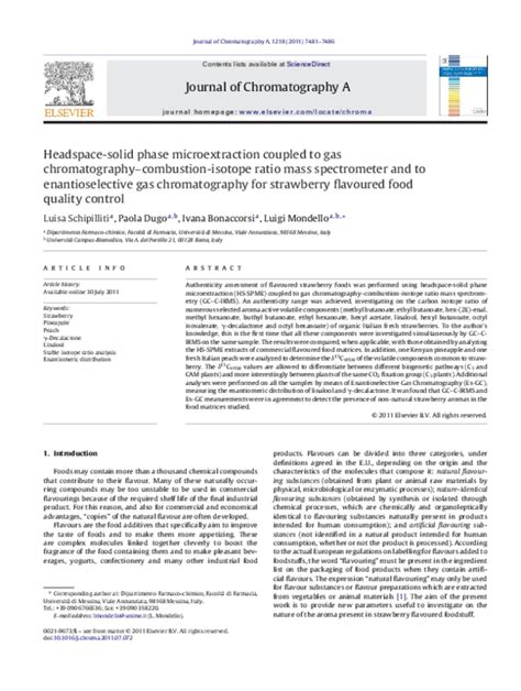 Pdf Headspace Solid Phase Microextraction Coupled To Gas Chromatography Combustion Isotope