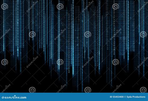 Black Blue Binary System Code Background Stock Illustration