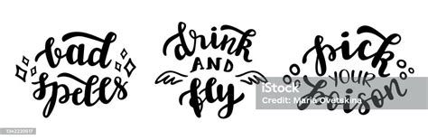 3 재미 할로윈 시즌의 세트는 손으로 문자 로고 아이콘을 따옴표 초대장 캘린더 주최자 카드 배너 포스터 머그잔 스크랩북 베개 케이스에 대한 벡터 구 요소 가을에 대한 스톡