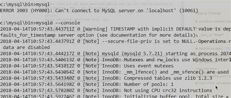 Error 2003 Hy000 Cant Connect To Mysql Server On Localhost 10061