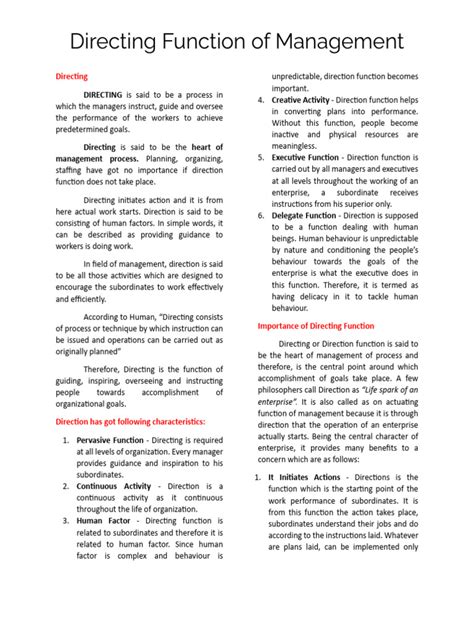4 Directing Function Of Management Pdf