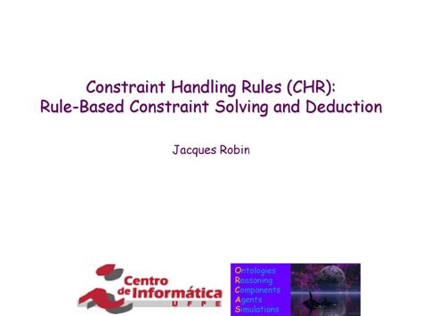 constraint handling rules chr rule based constraint solving and